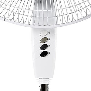 Comfort Zone CZST185WT 18" 3-Speed Oscillating Pedestal Fan with Adjustable Height and Tilt, 90-Degree Oscillation and Quad-Pod Folding Base, White