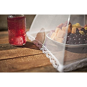 Mesh Outdoor Food Cover Tents (6 pack): Collapsible Umbrella Tents for Picnics, BBQ, Camping & Outdoor Cooking; Pop Up Screen Net & Plate Protector; Shields Food Plates & Glasses From Flies, Bugs