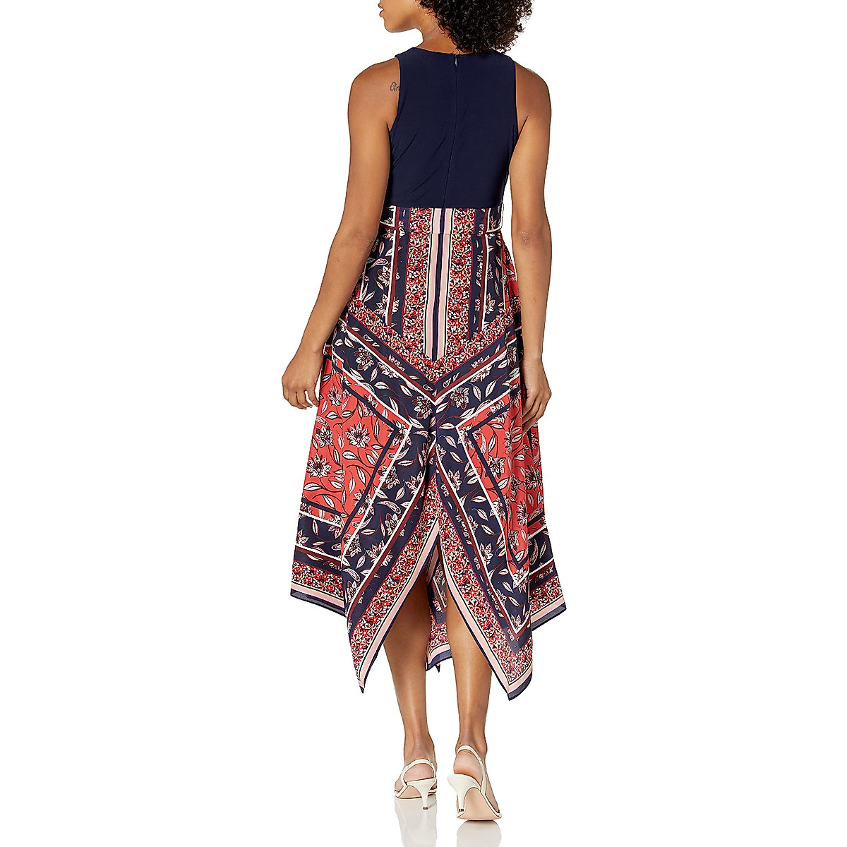 Vince Camuto Women's Hankerchief Hem Dress, Pink Multi, 14