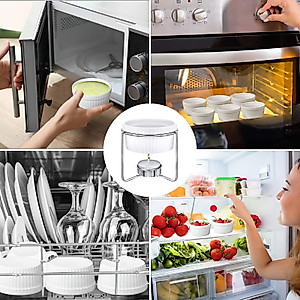 60 Pcs Ceramic Butter Warmers Set, Include 12 Pcs Butter Warmers for Seafood Butter Melter with Stands, 48 Pcs Tea Light Candles Food Warmer Candle for Fondue Chocolate Dishwasher Microwave Oven Safe