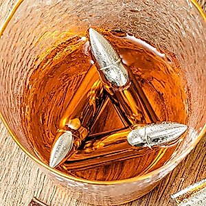 BhYa Christmas Stocking Stuffer Gifts for Men Whiskey StonesRocks Big Wine Chiller Bullets 6Pcs Reusable Chilling Ice Cubes for Beverage Freezer Gadgets