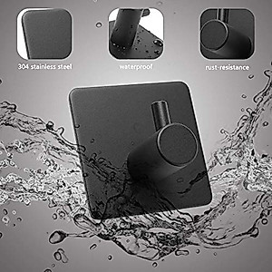 ZHhan 4 Packs Hooks Heavy Duty Wall Hooks Self Adhesive Waterproof Stainless Steel Hooks for Hanging Coat, Hat,Towel Robe Hook Rack Wall Mount Bathroom and Bedroom Black