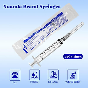 Xuanda 5ml/cc Syringes with 22 G Safety Individually Wrapped (25)