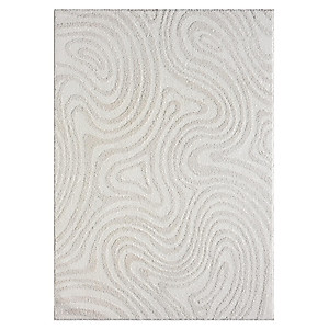 LUXE WEAVERS Geometric Swirl Cream 6x9 Area Rug - Cream