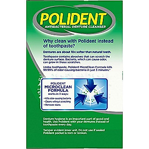 Polident 3 Minute, Antibacterial Denture Cleanser 120 ea (Pack of 2)