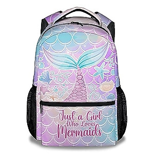 AIOMXZZ Mermaid School Backpack for Girls, 16 Inch Pink Backpacks for Kids, Cartoon, Durable, Lightweight, Large Capacity Bookbag for Travel