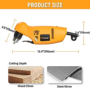 Hoteche 3/8-Inch Right Angle Drill, 3.8A Electric Corded Power Drill with Variable Speed 0-1400 RPM, Forward & Reverse Switch, Compact Design for Tight Spaces