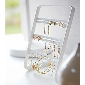YAMAZAKI Home Earring Display Stand-Holder Steel | Jewelry Organizer, One Size, White