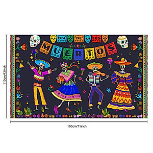 Day of The Dead Backdrop for Mexican Fiesta Sugar Skull Flowers Background Dia DE Los Muertos Birthday Halloween Party Supplies Fiesta Banner Party Decoration Photo Booth Studio(Dance)