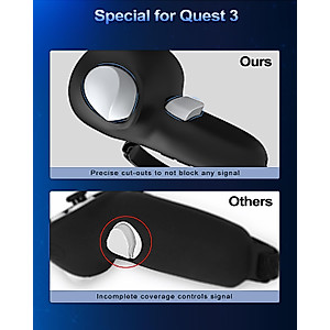 AMZDM Controller Grip for Oculus Meta Quest 3S Oculus Quest 3 VR Accessories Grips Cover for VR Touch Controllers Straps Silicone Covers Protector with Non-Slip Thumbstick Covers 1Pair Black