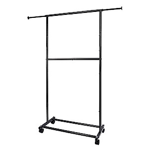 Horizontal and Vertical Black Double Rod Garment Rack