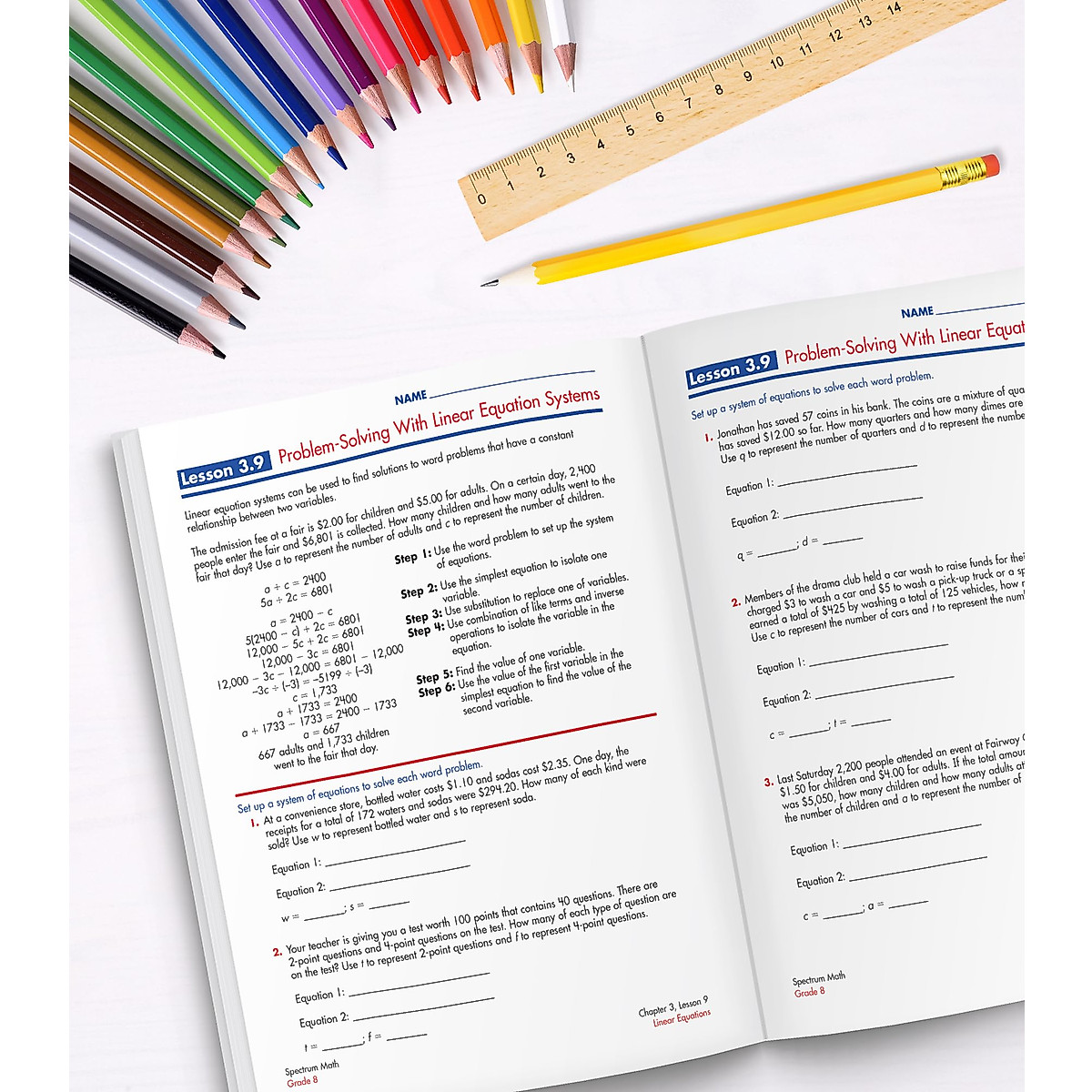 Spectrum 8th Grade Math Workbooks, Ages 13-14, Geometry, Integers, Rational & Irrational Numbers, and Pythagorean Theorem 8th Grade Math Practice, Grade 8 Math Workbook For Teens (Volume 9)