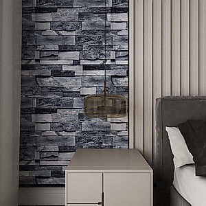 MS magic 17.7"×236" Vintage Gray Brick Wallpaper Self Adhesive Film Brick Peel and Stick Wallpaper Brick Faux Textured Wallpaper Stone Look Wallpaper