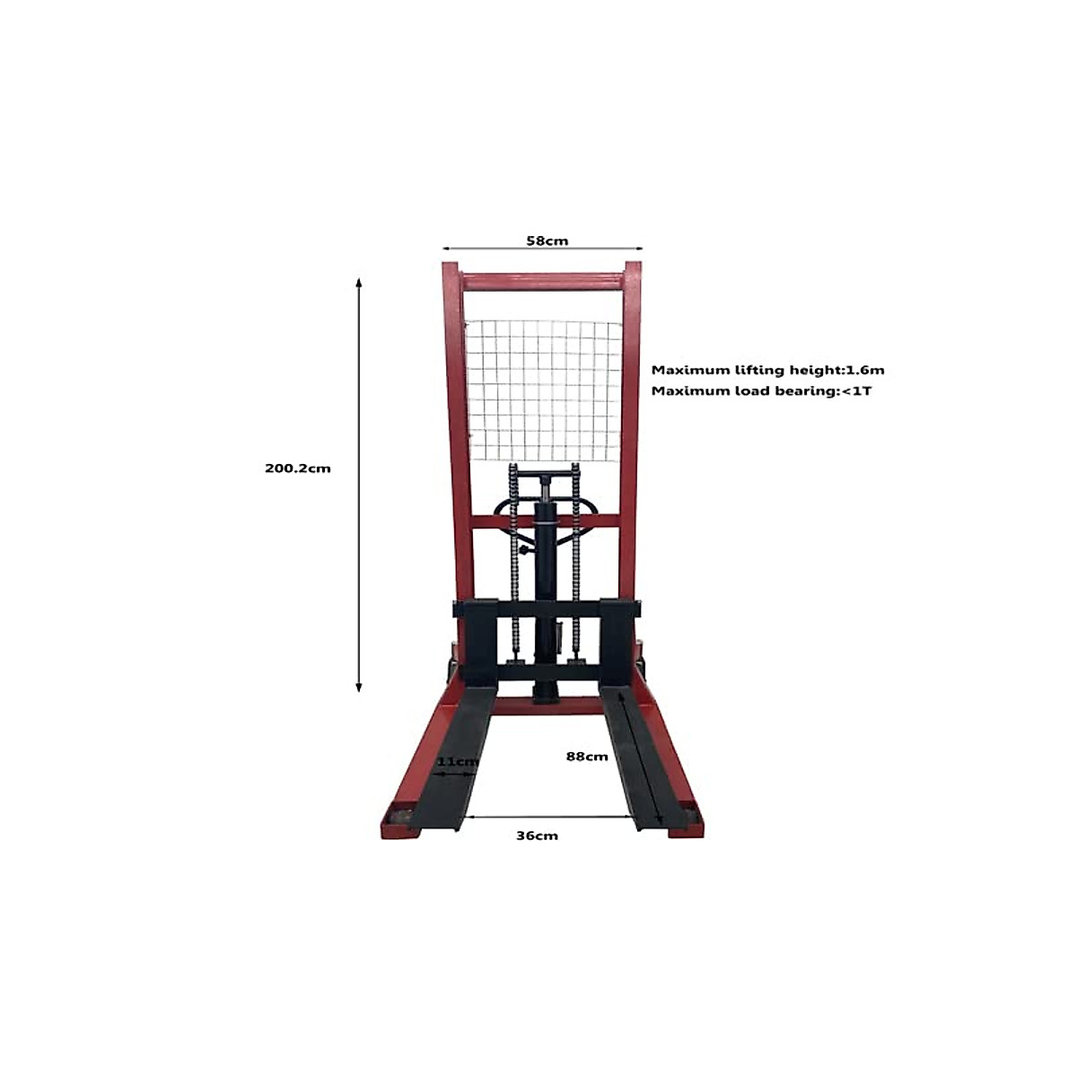 TECHTONGDA Manual Hydraulic Hand Pump Stacker Pallet Stacker Lift Truck Hydraulic Lift Handling Tools with 2200lbs Capacity 63" Lift Height for Single Sided Pallet