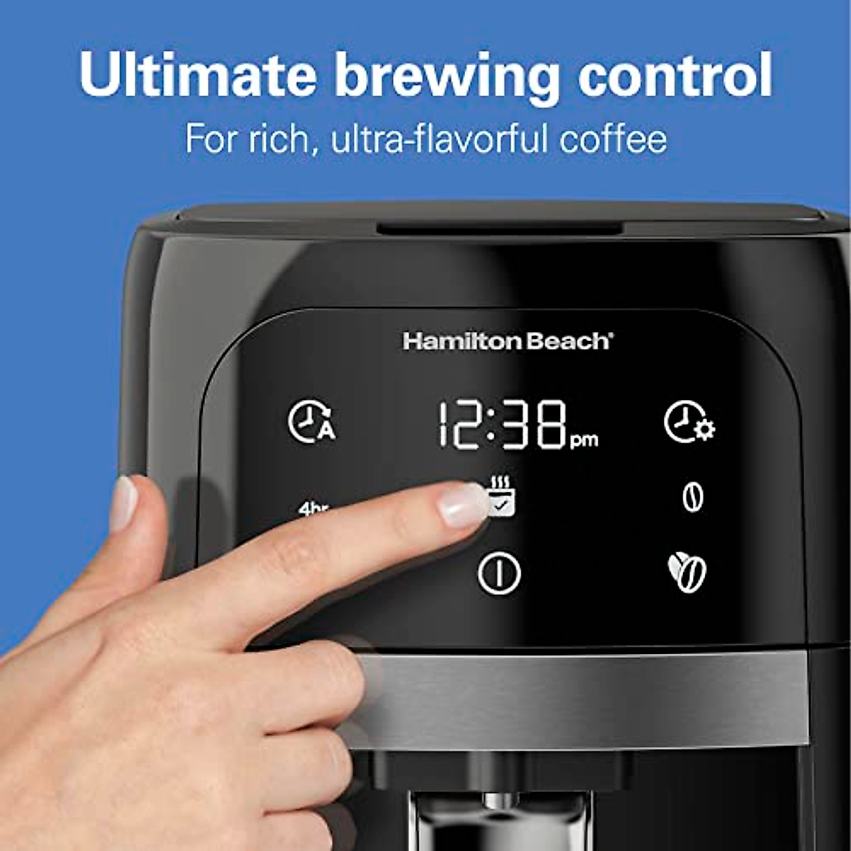 Hamilton Beach One Press Programmable Dispensing Drip Coffee Maker with 14 Cup Internal Brew Pot, Removable Water Reservoir, Black Next Gen (47601)