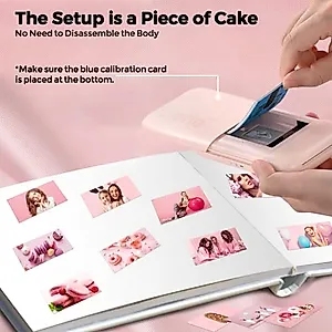 Liene Photo Printer, 2x3 Mini Instant Portable Instant Printer w/ 50 Zink Adhesive Paper, Bluetooth 5.0, Compatible w/iOS & Android, Small Photo Printer for iPhone, Smartphones, Pink