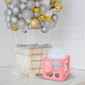 Auihiay Plastic Balloon Sizer Box Cube, Pink Collapsible Balloon Size Measurement Tool for Balloon Arches, Balloon Towers, Balloon Columns and Balloon Decorations (2-10 Inch)