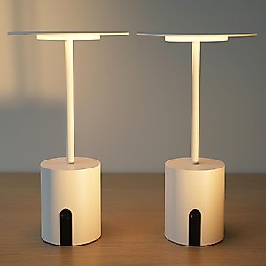 WEILAILUX Cordless Table Lamp Rechargeable, Indoor Outdoor Battery Operated Desk Lamp, Touch Dimmable Night Light with USB Charging, for Bedroom/Patio/Camping/Restaurant/Bar (2Pack White)