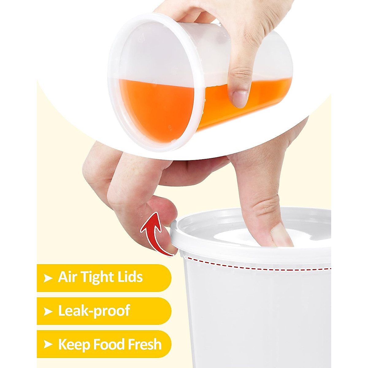 SHOPDAY Deli-Containers-with-Lids-32 Oz [50 Sets] - Plastic-Food-Storage-Containers-with-Airtight-Lids, Freezer-Containers-for-Meal-Prep, BPA-Free-Soup-Containers-for-Overnight Oats, To-Go-Containers