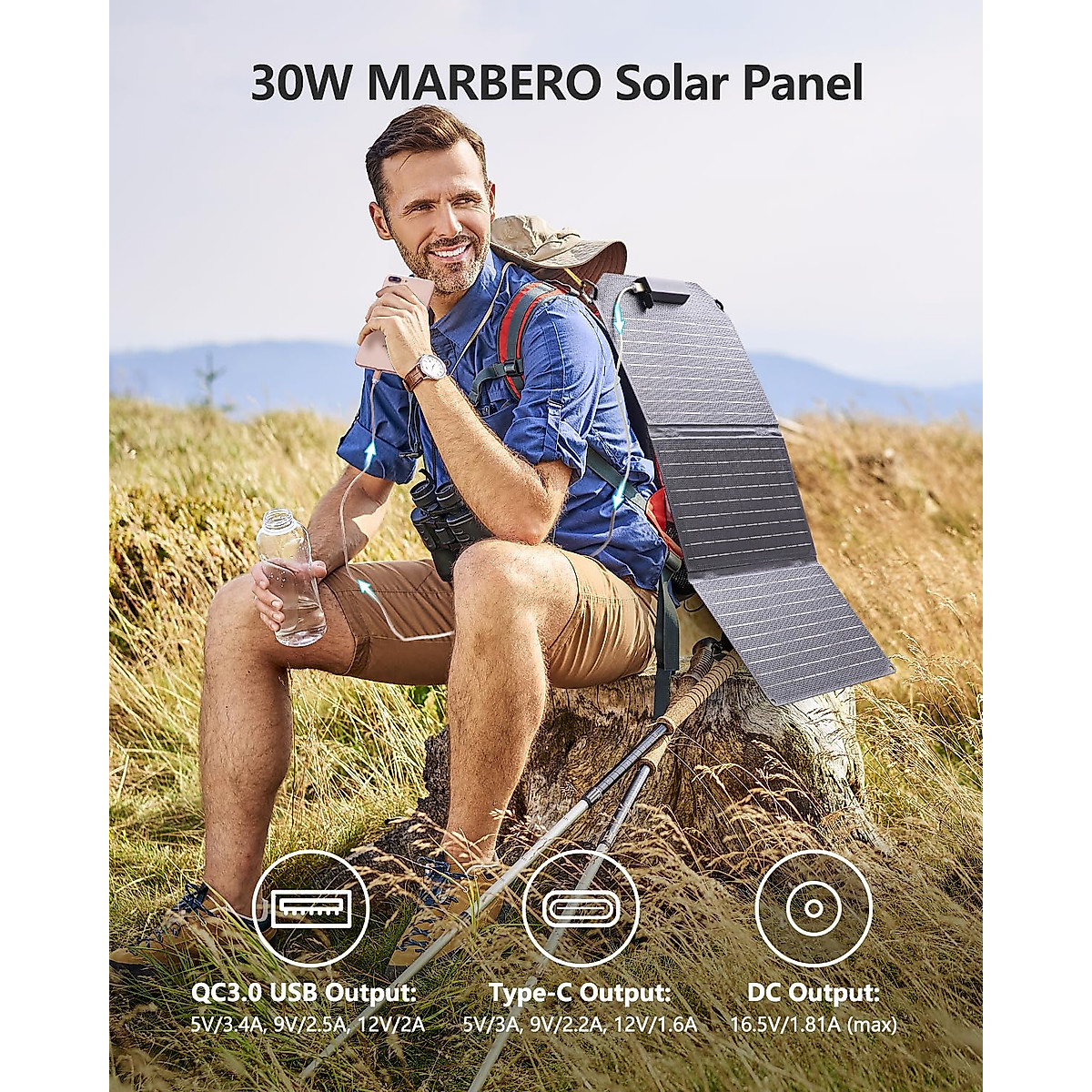 MARBERO Portable Power Station with Solar Panel Kit Solar Generator Included 110V Laptop Charger for Outdoor Home Camping Emergency RV