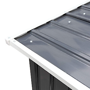 BWM.Co 6.3' x 9.1' Large Outdoor Backyard Storage Sturdy Garden Tool Shed Utility Lawn Building Organizer w/Gable Roof, Lockable Sliding Door, 4 Vents, Stable Base - Dark Grey