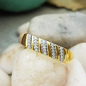 Dazzlingrock Collection 0.35 Carat (ctw) Round White Diamond Men's and Women's Engagement Ring Trio Set 1/3 CT | Yellow Gold Plated Sterling Silver | Women size 7 and Men size 10