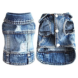 Large Dog Apparel Vest Clothing Spring Fashion for Small Jean Cool Cats Shirt Breathable Jacket Pet Dog Clothes for Girls Medium