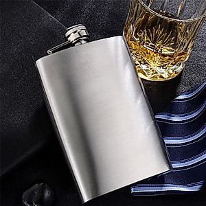 GENNISSY Silver 18/8 Stainless Steel 12OZ Hip Flask - Flasks for Liquor with Funnel Drinking Vessels