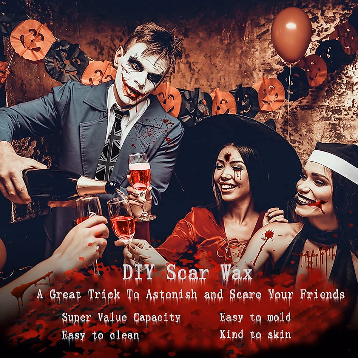 Mysense Scar Wax Kit SFX Make Up Special Effects Fake Molding Wound Skin Wax Body Paint Halloween Set Fake Nose Stage Zombie Cosplay Costume SFX Makeup with Spatula,1.4Oz(40g)
