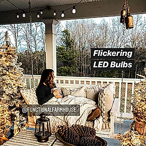 Brightech Ambience Pro Solar Powered LED Outdoor String Lights - 27 Ft Commercial Waterproof Patio Lights with Flaming, Flickering Bulbs - Shatterproof String Lights for Your Halloween, Porch, Deck