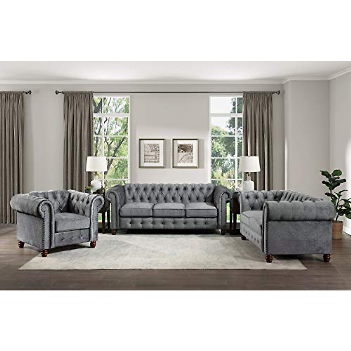 Lexicon Boswell Living Room Loveseat, Dark Gray