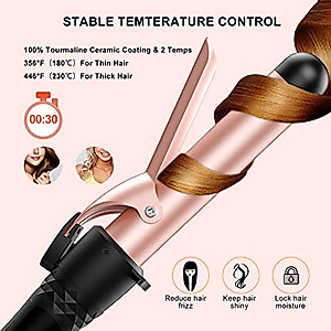Curling Iron Set 5 in 1,MAXT Curling Wand Set Interchangeable Triple Barrel Curling Iron and Curling Brush Ceramic Barrel Wand Curling Iron(0.35”-1.25”) (Pink)
