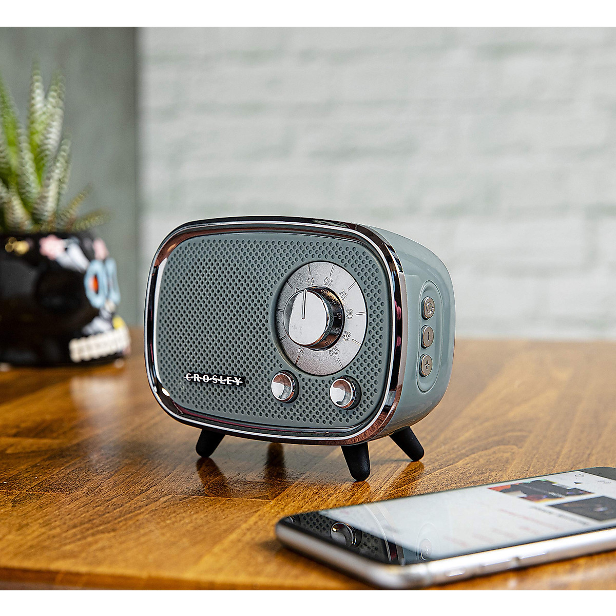 Crosley CR3039A-TN Rondo Retro Portable Rechargeable Bluetooth Speaker, Tourmaline