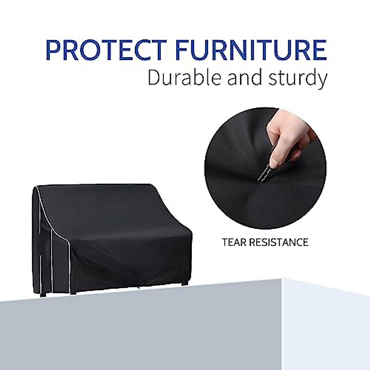 FORSPARK Patio Furniture Covers Waterproof, Outdoor Sofa Covers Heavy Duty, Fits up to 79 W x 38 D x 35 H inches, Black