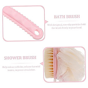 FRCOLOR Shower Brush Dry Brushing Body Brush Body loofah Shower Scrub Brush for Body Bath mesh Sponge exfoliating Body Puffs Back Scrubber Brush Back Skin Scrubber Bath Scrubber mesh Ball