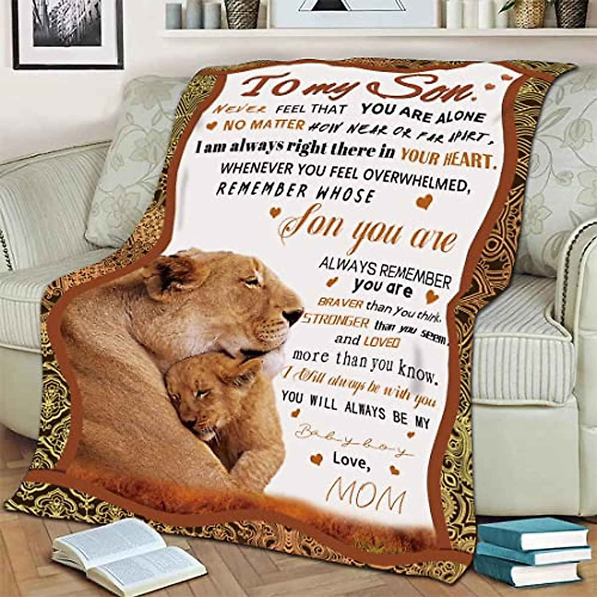 Yutrrpe to My Son Blanket from Mom Gifts for Son from Mom Personalized Throw Blankets Best Son Ever Gifts Birthday Graduation with Positive Encourage Fits Couch Sofa Bedroom Living Room