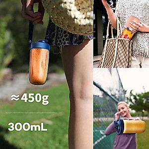 300ML Portable Blender, Personal Blender for Shakes and Smoothies, Portable Blender with 6 Blades, USB Charging Travel Blender for Fruit Juices(blue)