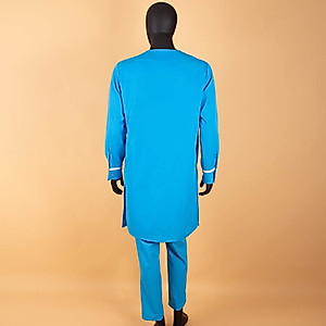 African Clothing for Men Dashiki Mens Outfits Shirts+ Ankara Pants Set Tracksuit Men Tribal Attire 12 11 S