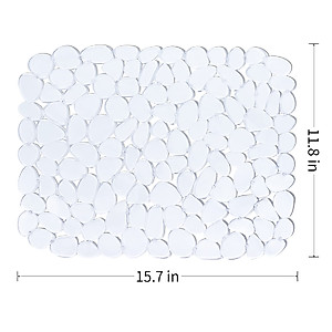 Yolife Pebble Sink Mats for Stainless Steel Sink, PVC Sink Saddle Protectors Kitchen Sink Mat for Porcelain Sink, Dishes and Glassware (Clear, 2 Pack)