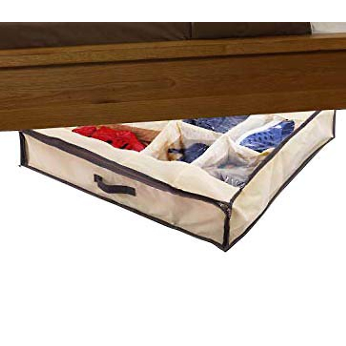 Shonpy underbed shoe cloths Organizer 6 Cells Underbed Foldable Closet Organizers,Beige