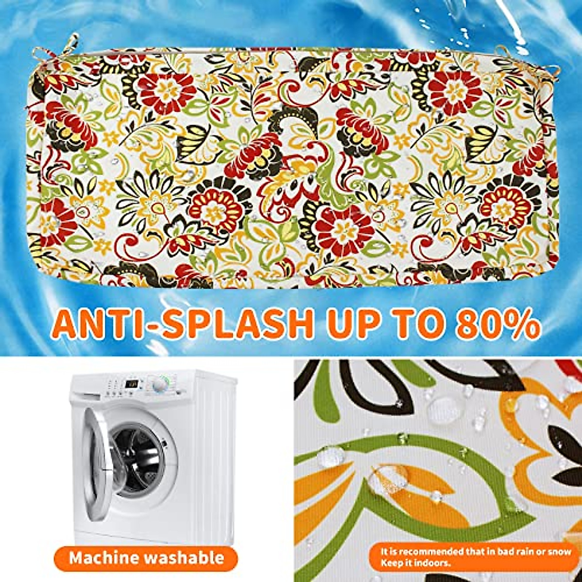 ROFIELTY Bench Cushion Covers,for Indoor/Outdoor Bench Cushion Covers,Window Cushion Covers can be Replaced (45×18×3inch,Idyllic)