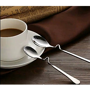 10PCS Stainless Steel Honey Milk Coffee Mixing Spoons Teaspoon with Curved Handle - 7 Inch Long