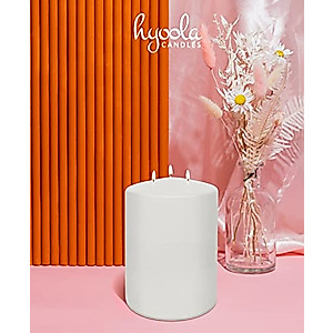HYOOLA White Three Wick Large Candle - 4.75 x 8 Inch - Unscented Big Pillar Candles - 120 Hour - European Made