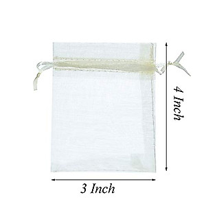 FOCCIUP 100 Pcs 3x4 Inches Mixed Color Organza Bags Gift Bags with Drawstring for Christmas Candy Wedding Birthday Party Favor