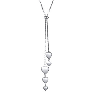 YinShan Long Chain Dainty Necklace Simple Style 925 Sterling Silver Pendant Adjustable Y Shaped Back Necklace Jewelry (multiple heart)