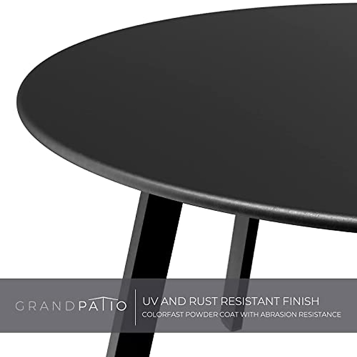 Grand Patio Round Steel Patio Coffee Table, Weather Resistant Outdoor Large Side Table,( Black, 1 PC)