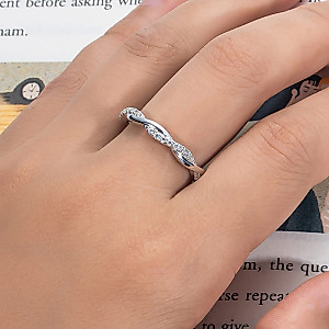 CannyCat Twisted Vine Infinity Moissanite Eternity Rings D color VVS1 Diamond Pave Set Wedding Band Ring Guard Enhancer for Women Platinum Plated Silver Promise Anniversary Engagement Bands (5.5)