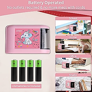 AFMAT Electric Pencil Sharpener for Kids, Cute Pink Pencil Sharpener (Elephant Pattern), Cordless Pencil Sharpener for 8mm Pencils, Battery Operated Electric Pencil Sharpener for Home, Office, School