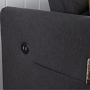 HABITRIO Modern 55.5" Pull Out Sleep Sofa Bed 2 Seater Loveseats Sofa Couch with Adjsutable Backrest,USB Port Charging and 2 Lumbar Pillows for Apartment Office Living Room
