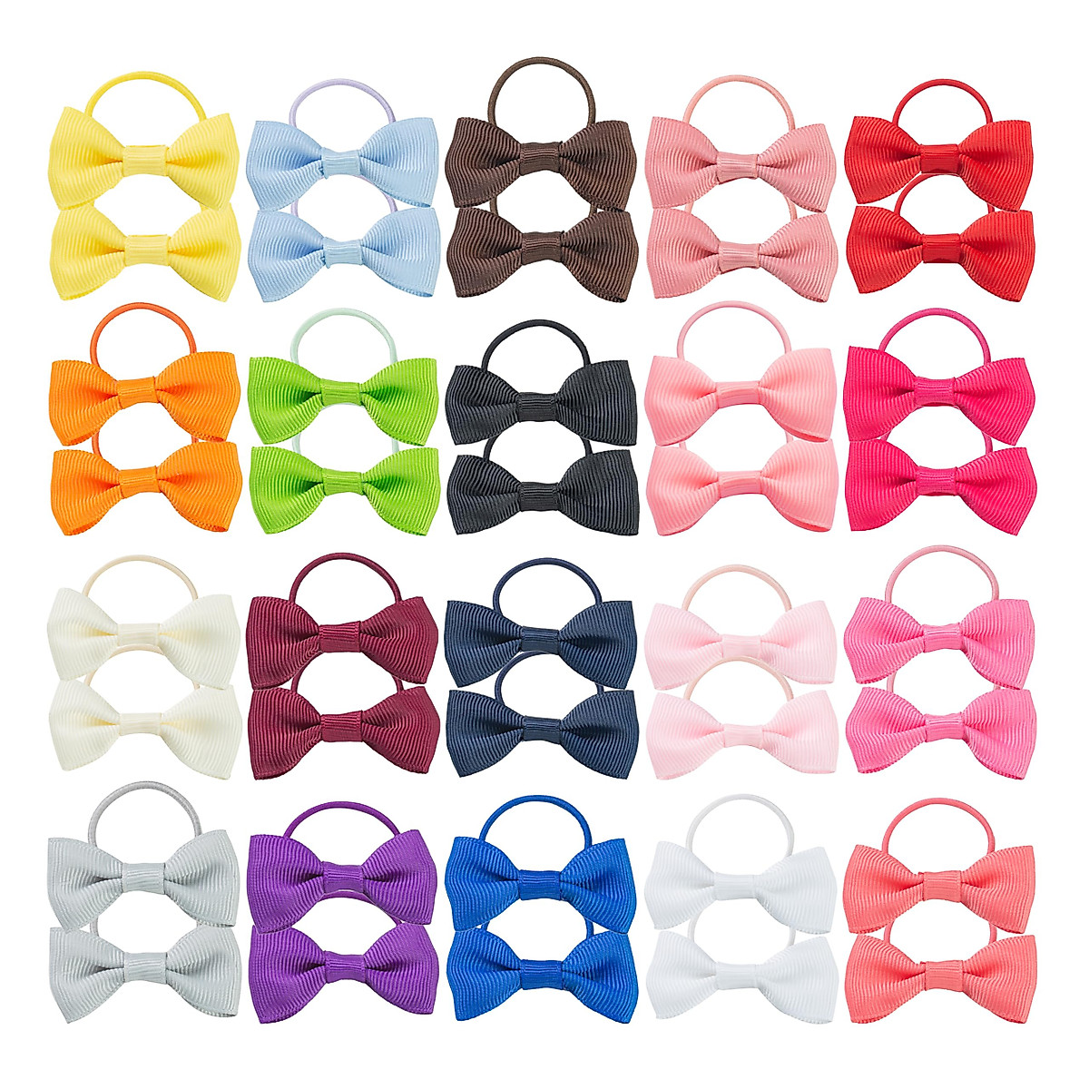 Baby Hair Ties With Bows - 40Piece 2Inch Small Elastic Hair Ties For Girls Ponytail Holders Toddler Hair Accessories For Girls